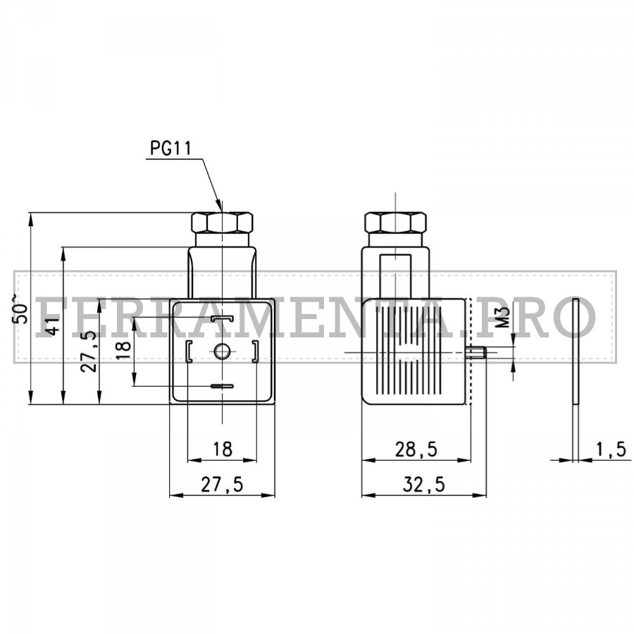 Camozzi 124-800 Connettore DIN EN 175 301-803-A per cavi PG9/PG11 ...